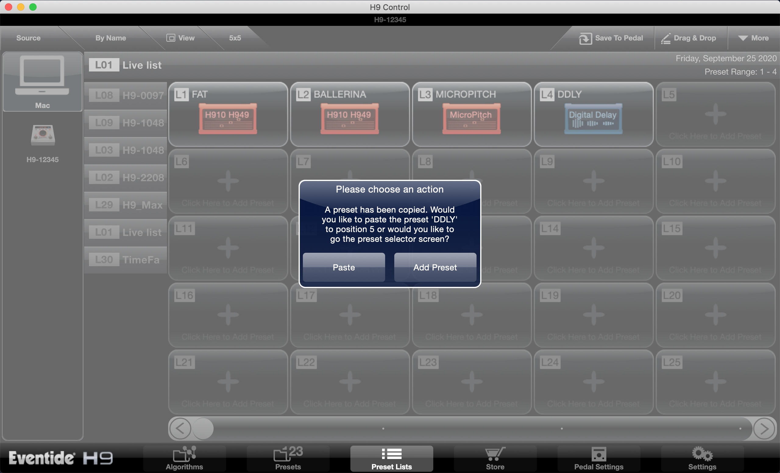 H9 - simple presets list organizer? - Eventide Audio
